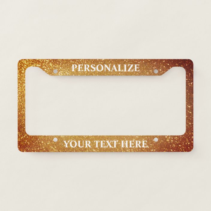 Glamorous gold glitter sparkle custom license plate frame | Zazzle.com