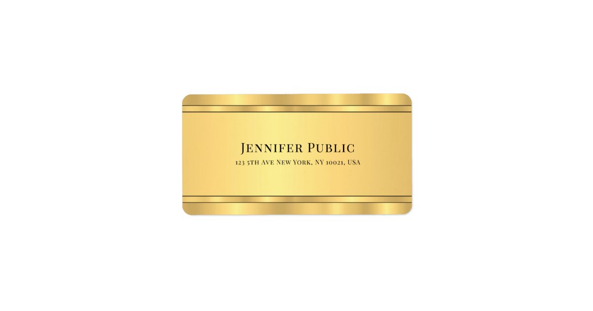Glamorous Gold Look Modern Elegant Template Label | Zazzle