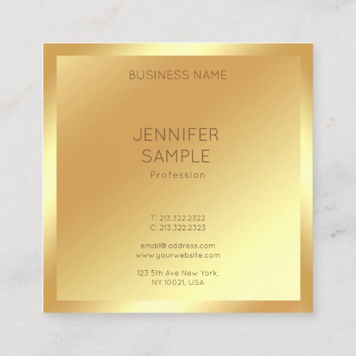 Glamorous Gold Look Modern Simple Chic Template Square Business Card ...