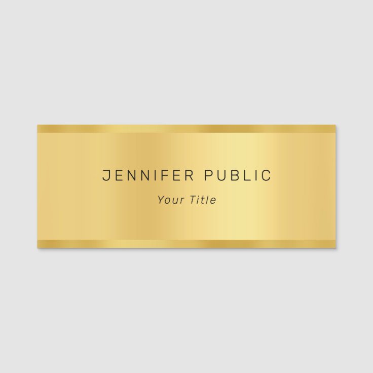 Glamorous Gold Modern Elegant Template Rectangle Name Tag | Zazzle