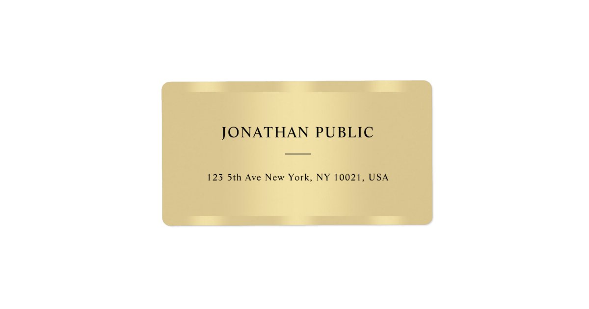 Glamorous Gold Modern Template Elegant Shipping Label | Zazzle
