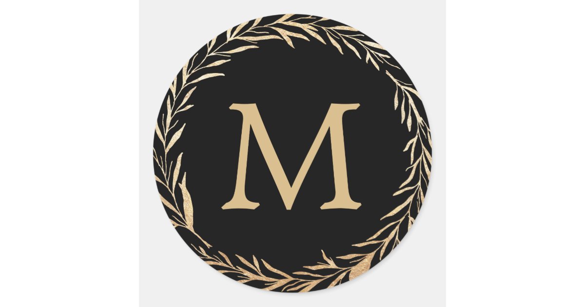 Glamorous Gold Monogram Classic Round Sticker | Zazzle