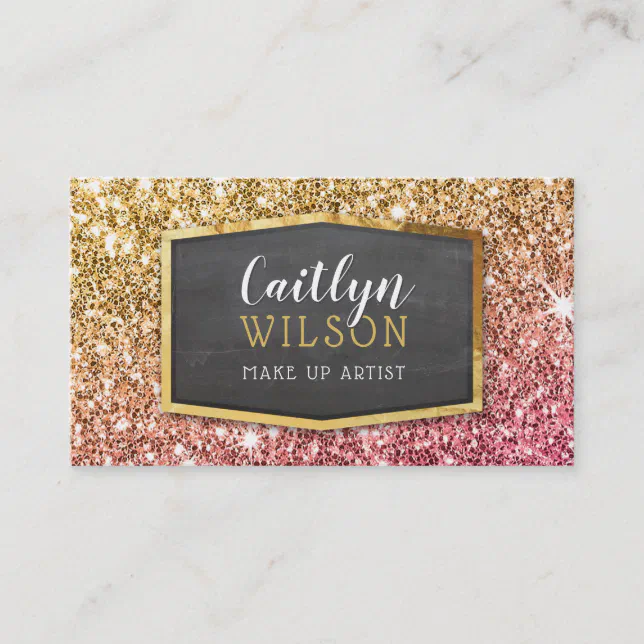 GLAMOROUS gold pink glitter sparkly glitzy luxury Business Card | Zazzle
