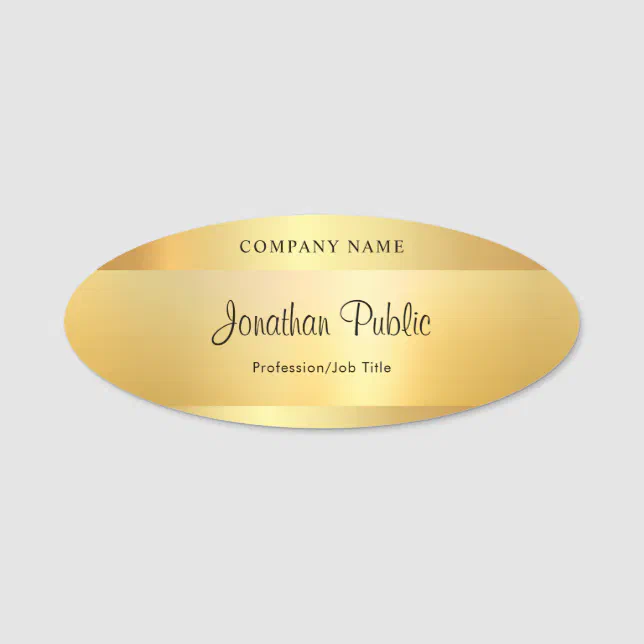 Glamorous Gold Template Calligraphed Script Modern Name Tag | Zazzle