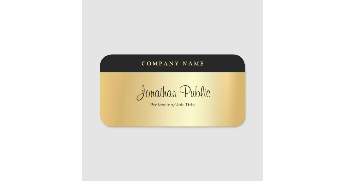 Glamorous Gold Template Handwritten Name Elegant Name Tag | Zazzle