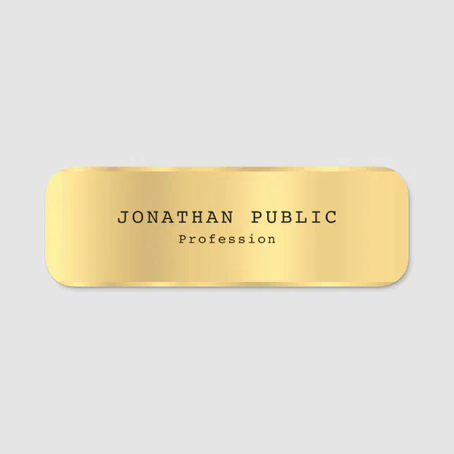 Glamorous Gold Template Modern Simple Excellent Name Tag | Zazzle