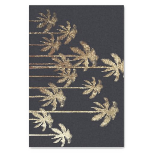 Glamorous Gold Tropical Palm Trees on Black Tissue Paper | Zazzle