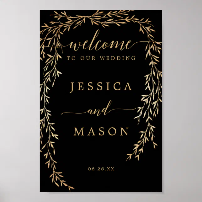 Glamorous Gold Wedding Welcome Sign | Zazzle