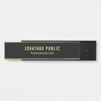 Glamorous Modern Black And Gold Template Door Sign | Zazzle