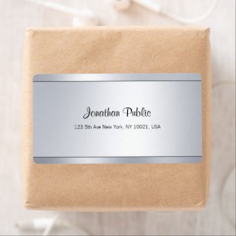 Glamorous Modern Script Silver Shipping Address Label | Zazzle