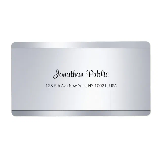 Glamorous Modern Script Silver Shipping Address Label | Zazzle