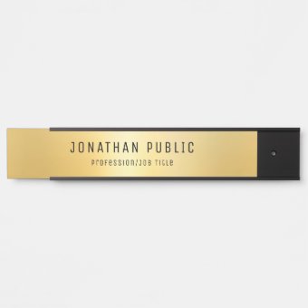 Glamorous Modern Template Black And Gold Long Door Sign | Zazzle