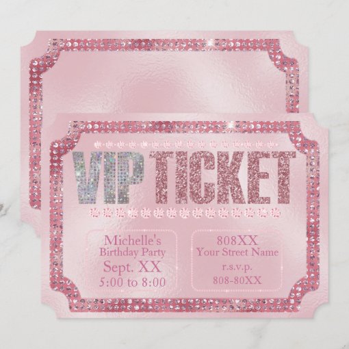 Glamorous Pink Diamonds VIP Ticket Invitation | Zazzle