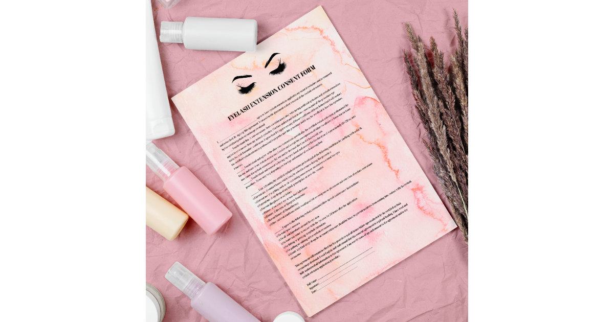 Glamorous pink EYELASH EXTENSION CONSENT FORM Flyer | Zazzle