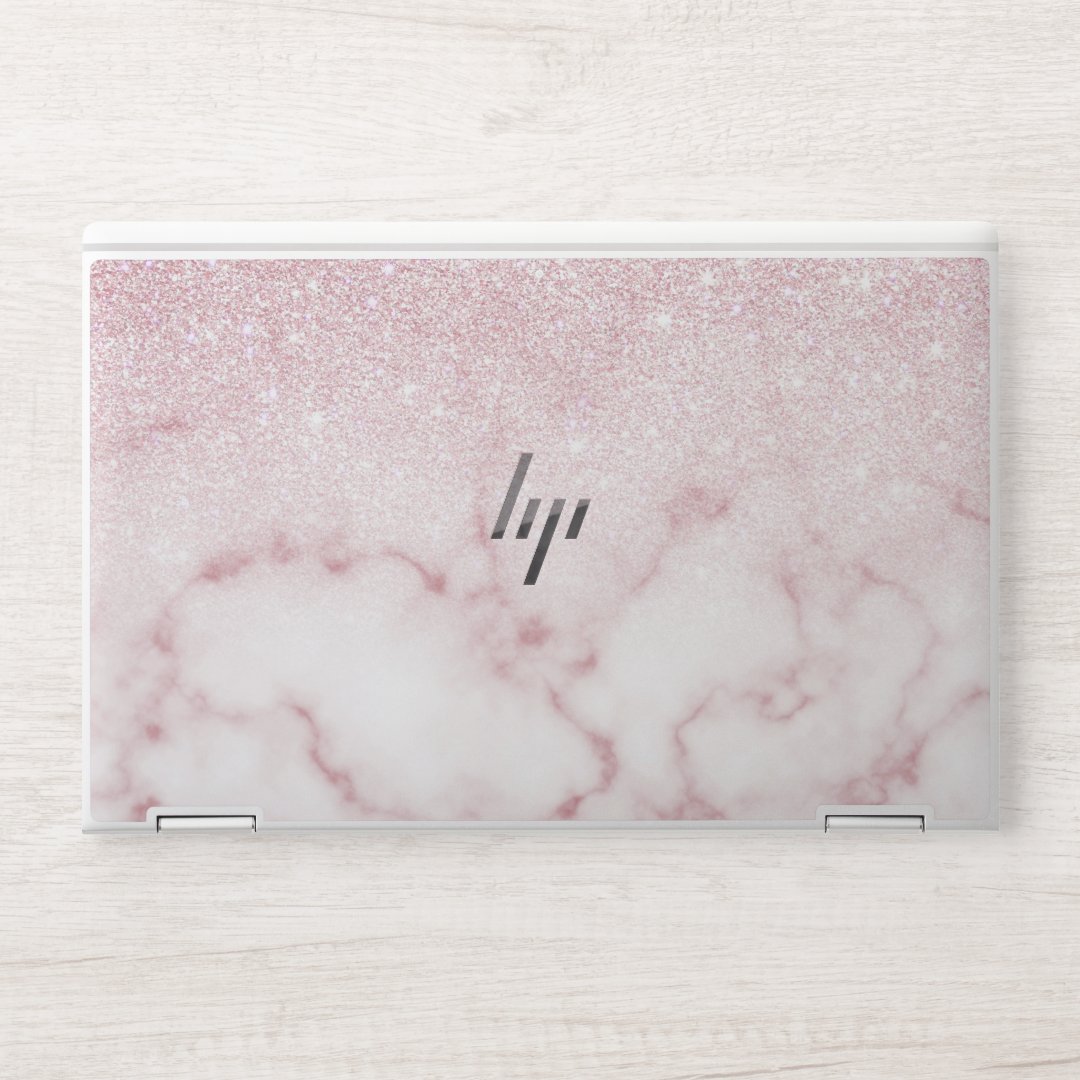 Glamorous Pink White Glitter Marble Gradient Ombre HP Laptop Skin | Zazzle
