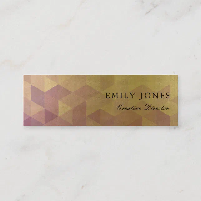 GLAMOROUS PURPLE GOLD FAUX TRIANGULAR PATTERN MINI BUSINESS CARD | Zazzle