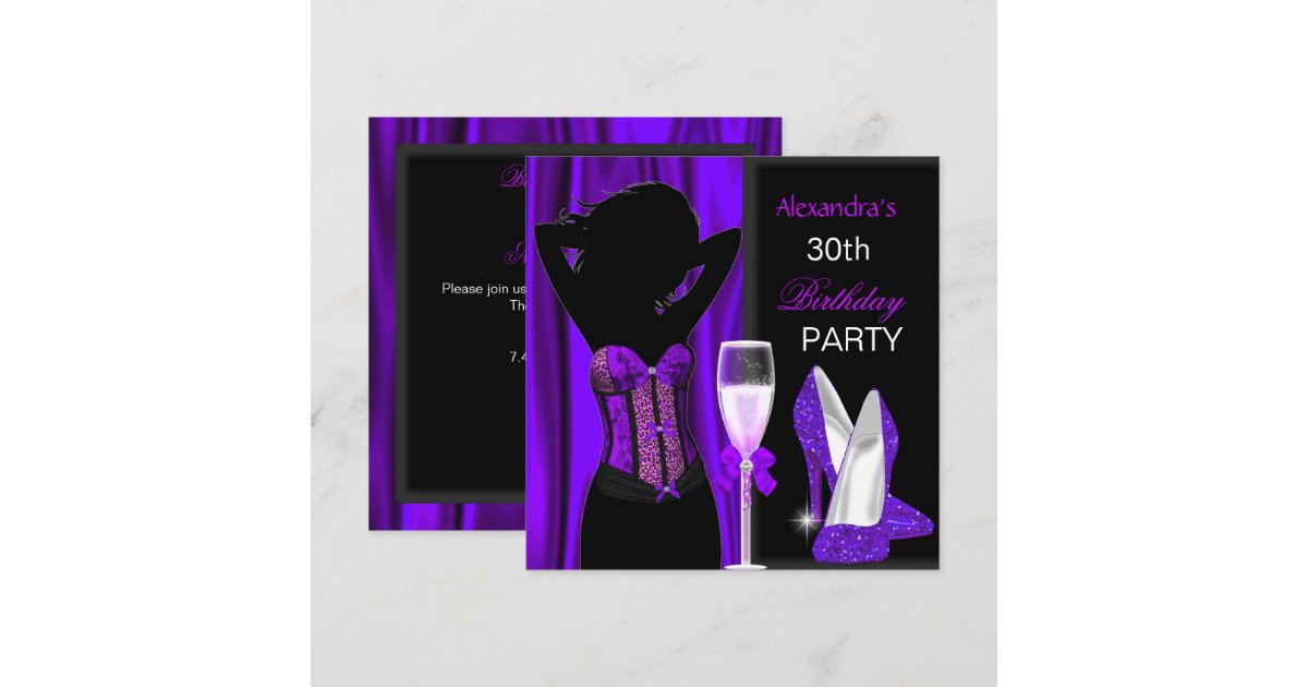 Glamorous Purple Wild Leopard Birthday Party Invitation | Zazzle
