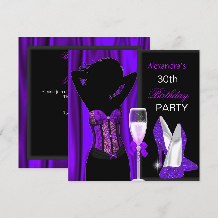 Glamorous Purple Wild Leopard Birthday Party Invitation | Zazzle.com