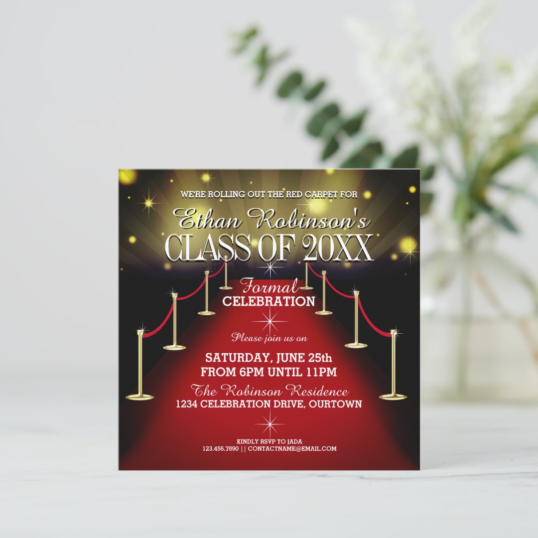 Glamorous Red Carpet Graduation Party Invitations | Zazzle