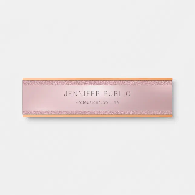 Glamorous Rose Gold Glitter Elegant Professional Door Sign | Zazzle