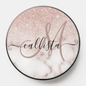 Glamorous Rose Gold White Glitter Marble Gradient PopSocket | Zazzle