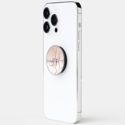 Glamorous Rose Gold White Glitter Marble Gradient PopSocket | Zazzle