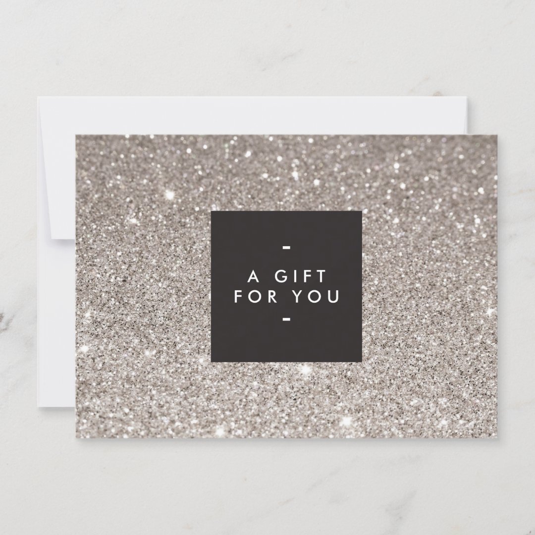 Glamorous Silver Glitter Modern Beauty Gift Card | Zazzle