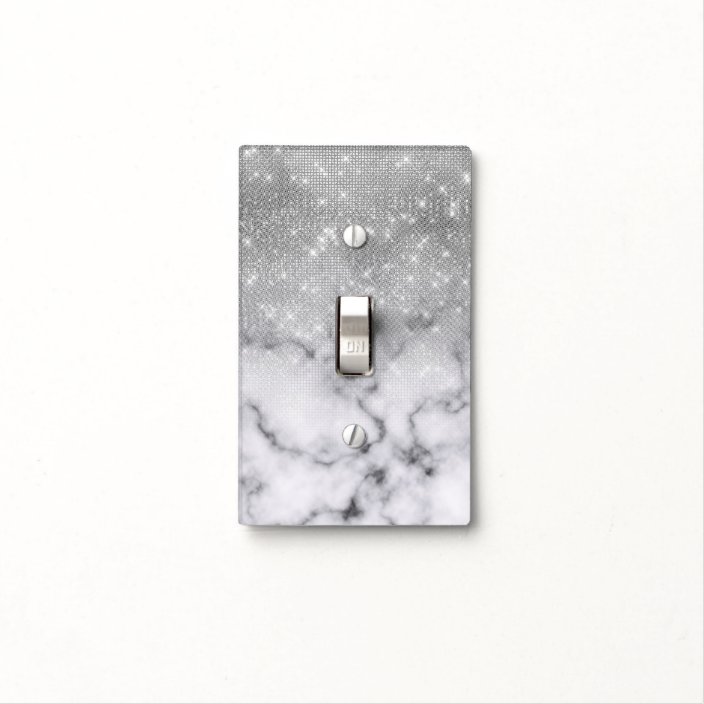 Glamorous Silver Glitter White Marble Ombre Light Switch Cover | Zazzle.com