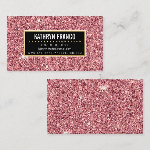 GLAMOROUS SPARKLE cute stylish gold pink glitter Business Card | Zazzle