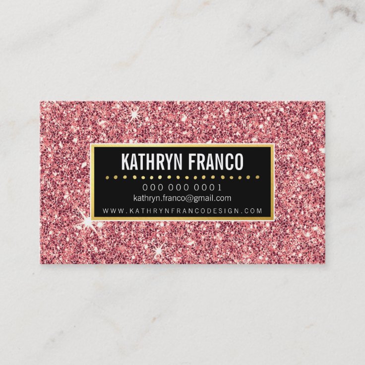GLAMOROUS SPARKLE cute stylish gold pink glitter Business Card | Zazzle