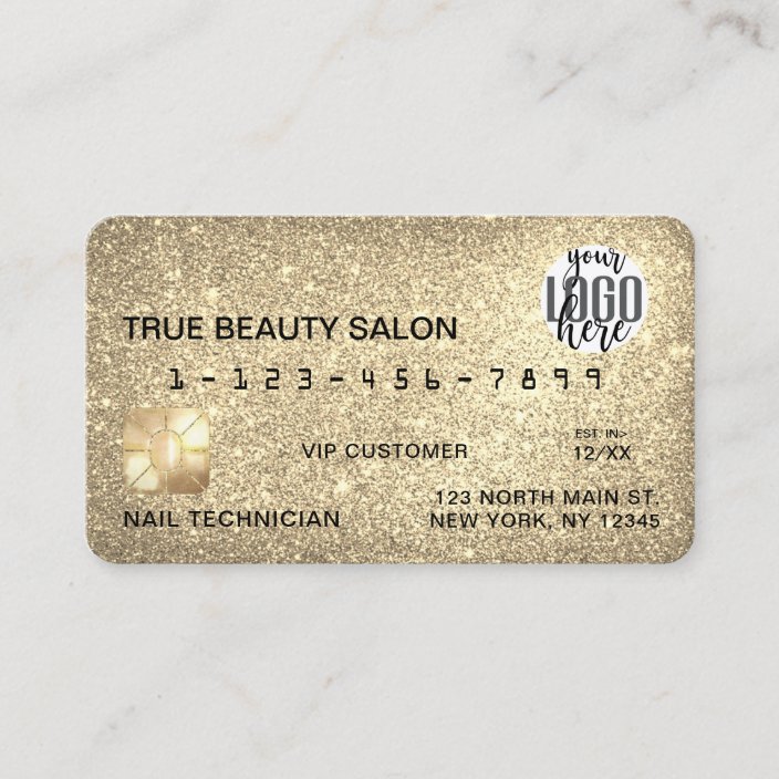 Glamorous Sparkly Gold Glitter Credit Card Logo | Zazzle.com