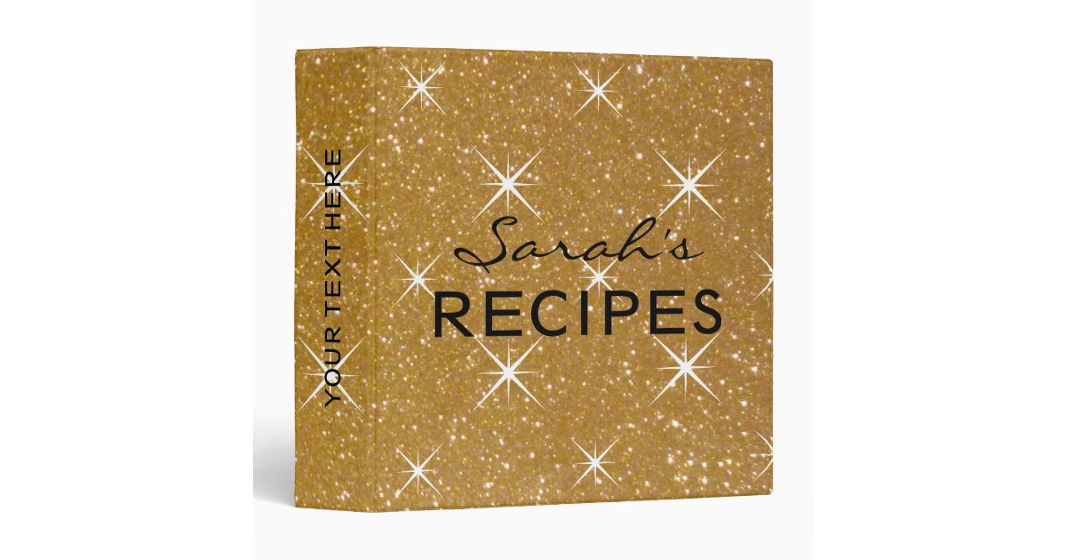 Glamorous sparkly gold glitter recipe binder book | Zazzle