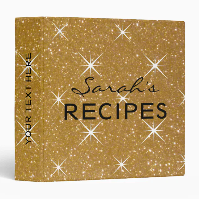 Glamorous sparkly gold glitter recipe binder book | Zazzle