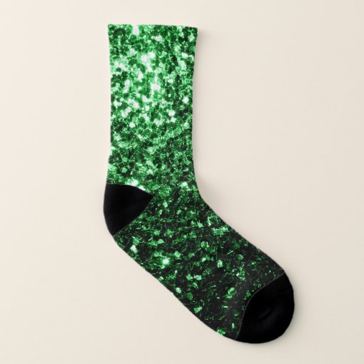 Glamour Dark Green glitter sparkles Socks | Zazzle