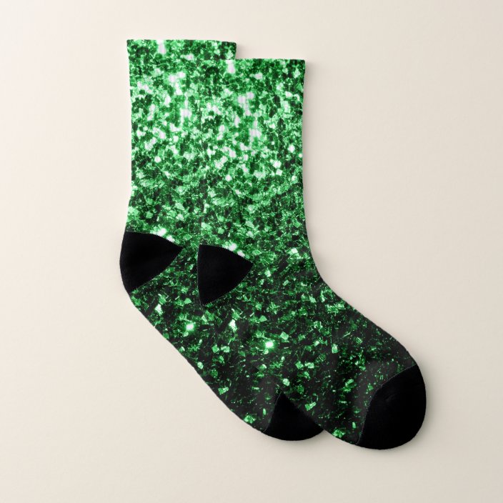Glamour Dark Green glitter sparkles Socks | Zazzle.com