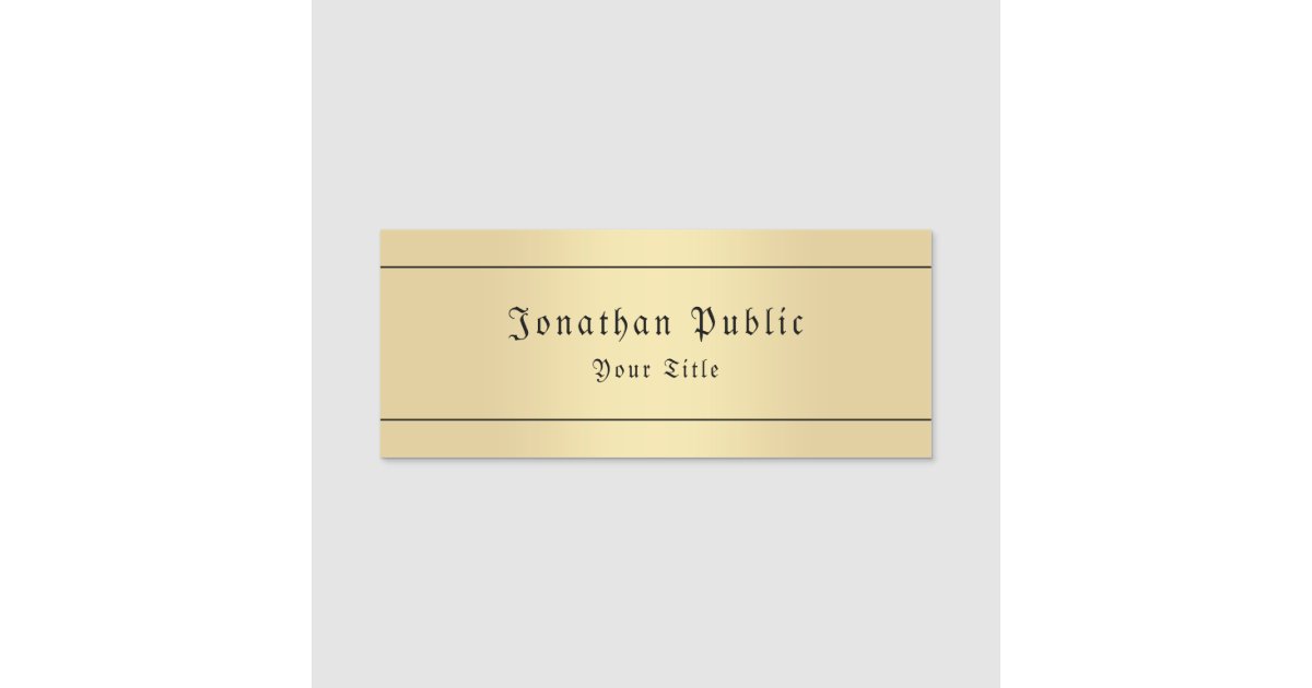 Glamour Faux Gold Vintage Look Old Text Template Name Tag | Zazzle
