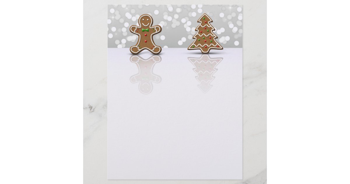 Glamour Gingerbread Man and Tree - Letterhead | Zazzle