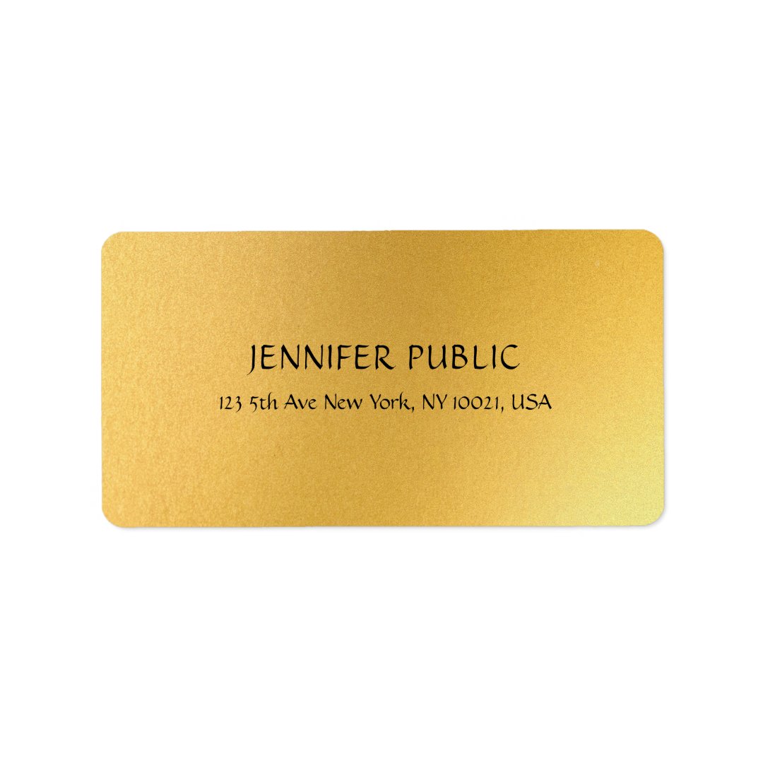 Glamour Gold Elegant Golden Modern Design Address Label | Zazzle