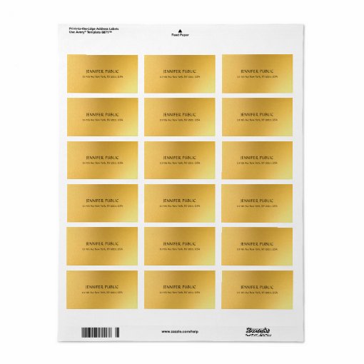 Glamour Gold Elegant Golden Modern Design Address Label | Zazzle