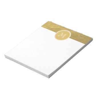 Glamour Gold Foil Background Monogram Notepad | Zazzle