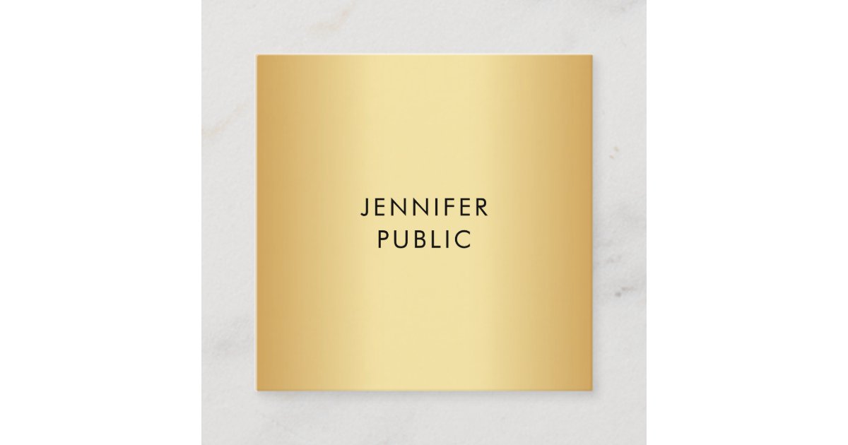 Glamour Gold Look Modern Minimalist Template Square Business Card | Zazzle