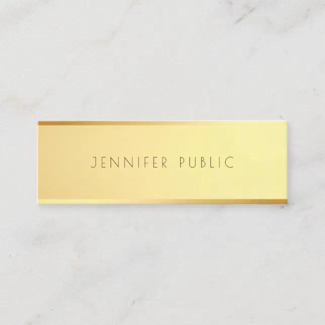 Glamour Gold Trendy Elegant Minimalist Template Mini Business Card | Zazzle