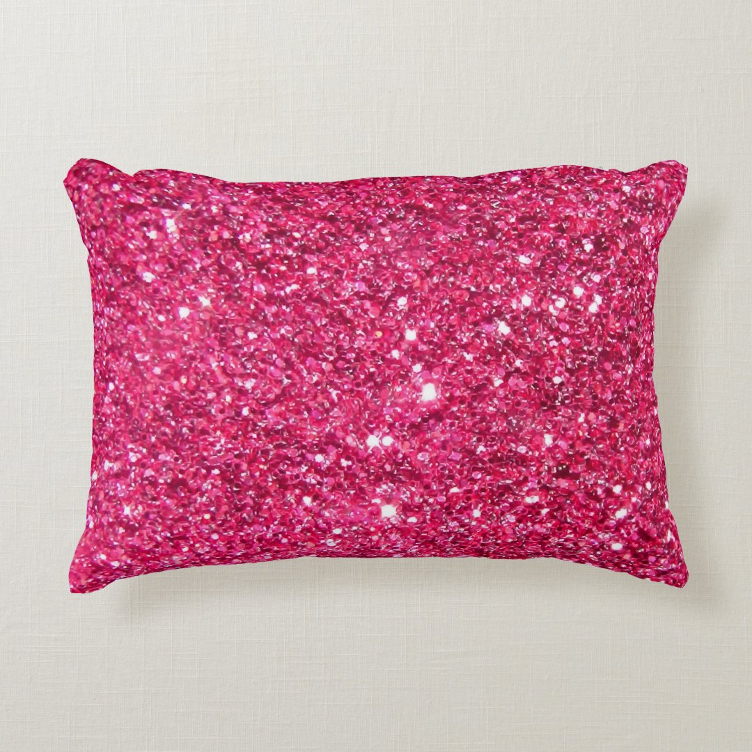 Glamour Hot Pink Glitter Decorative Pillow | Zazzle