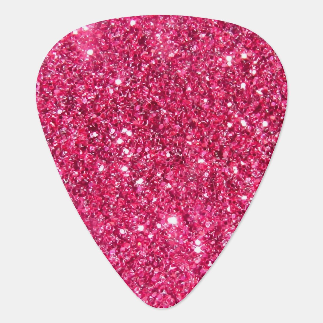 Glamour Hot Pink Glitter Guitar Pick | Zazzle