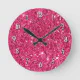 Glamour Hot Pink Glitter Round Clock | Zazzle