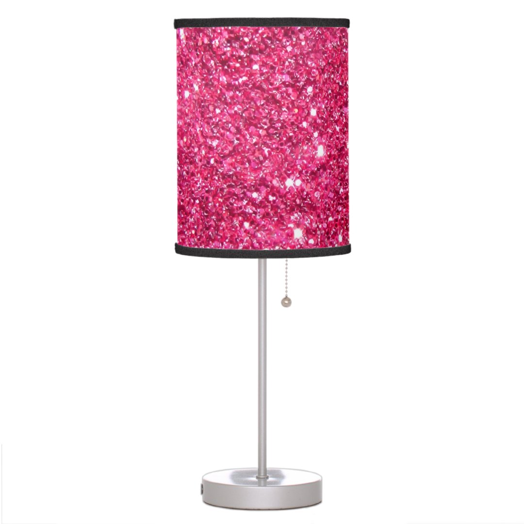 Glamour Hot Pink Glitter Table Lamp | Zazzle