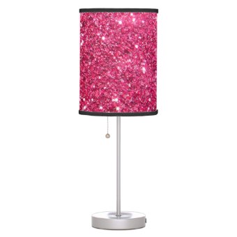 Glamour Hot Pink Glitter Table Lamp | Zazzle