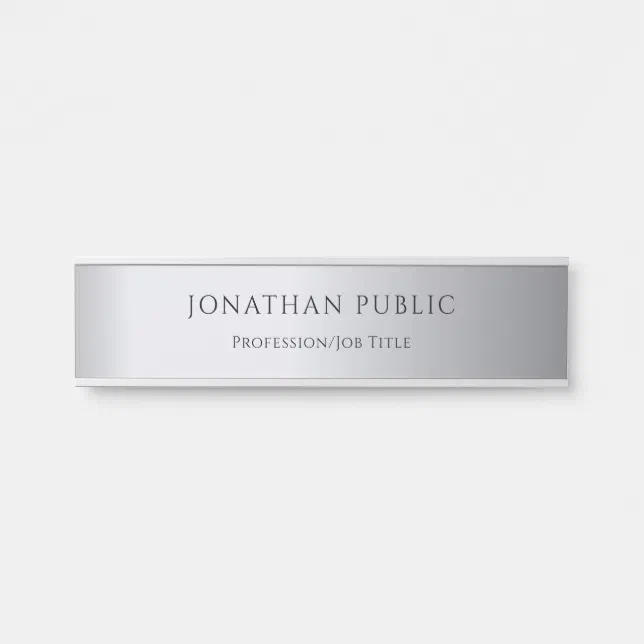 Glamour Silver Professional Modern Elegant Trendy Door Sign | Zazzle
