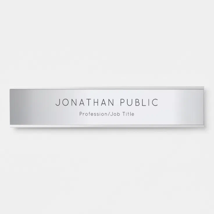 Glamour Silver Template Trendy Elegant Modern Long Door Sign | Zazzle