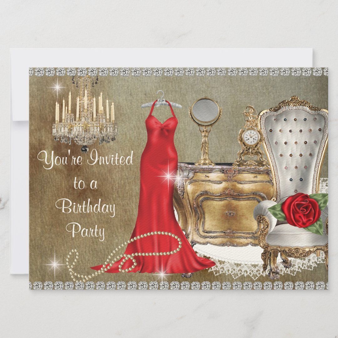 GLAMOUROUS BIRTHDAY PARTY INVITATION | Zazzle
